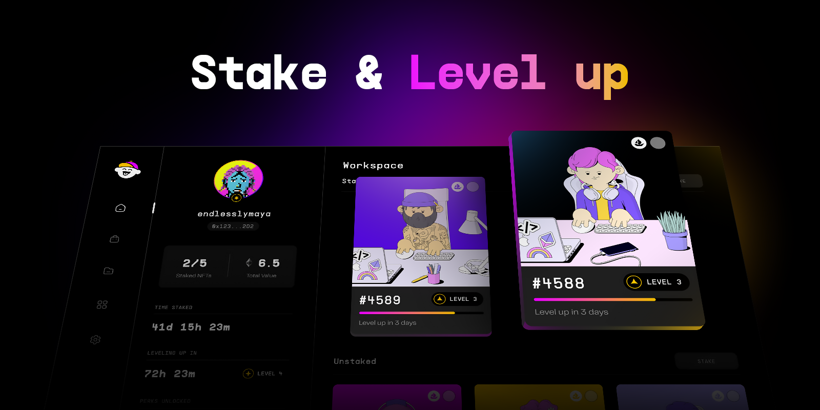 Stake & Level up — Deskheads